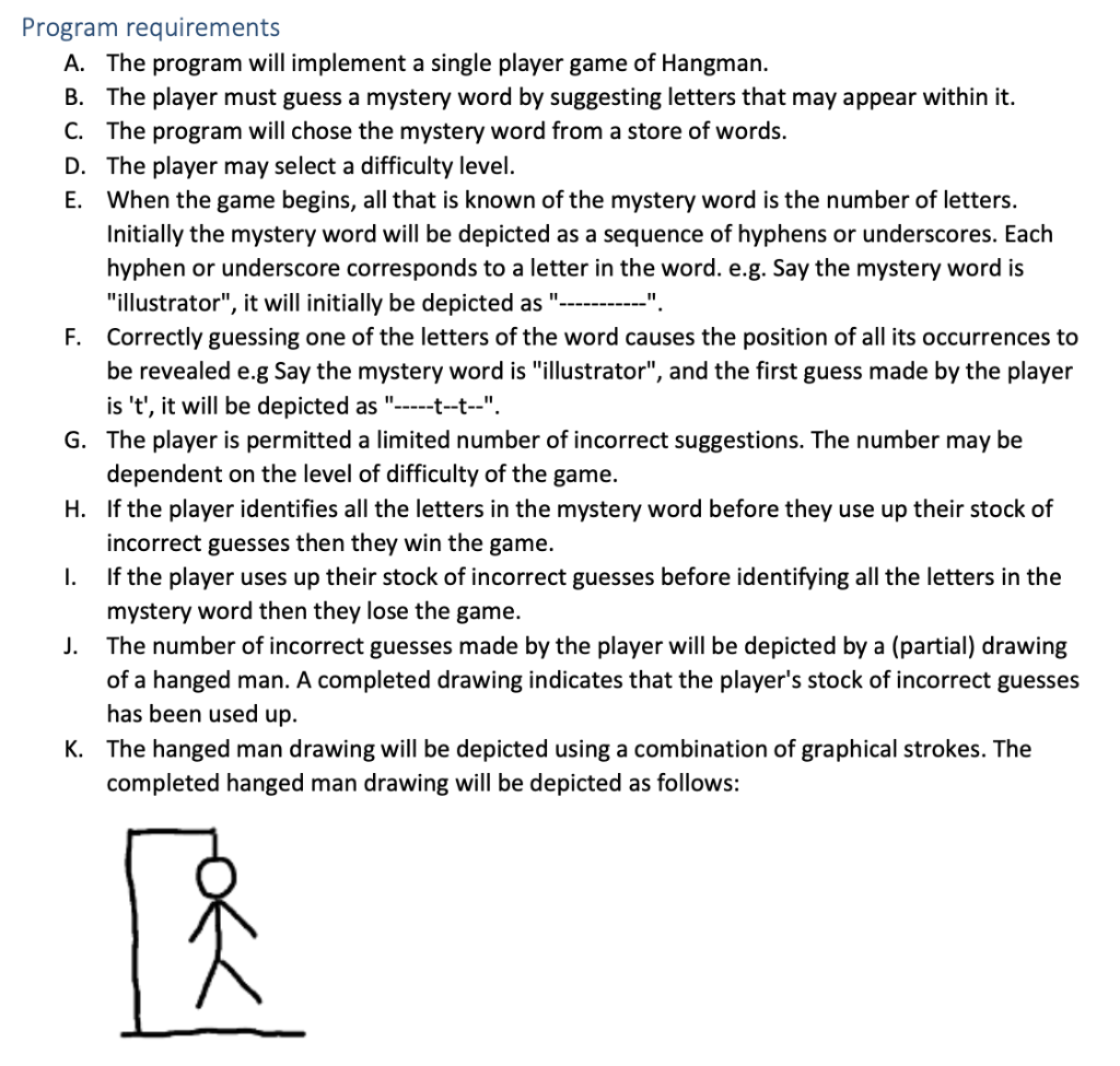 Solved Write a program called "Hangman.java" that implements | Chegg.com