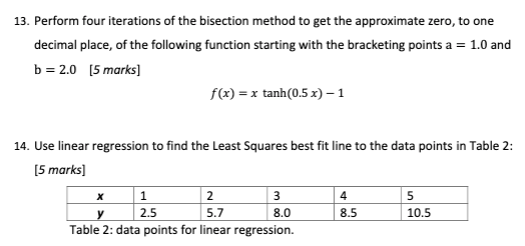 Solved 13 Perform Four Iterations Of The Bisection Method
