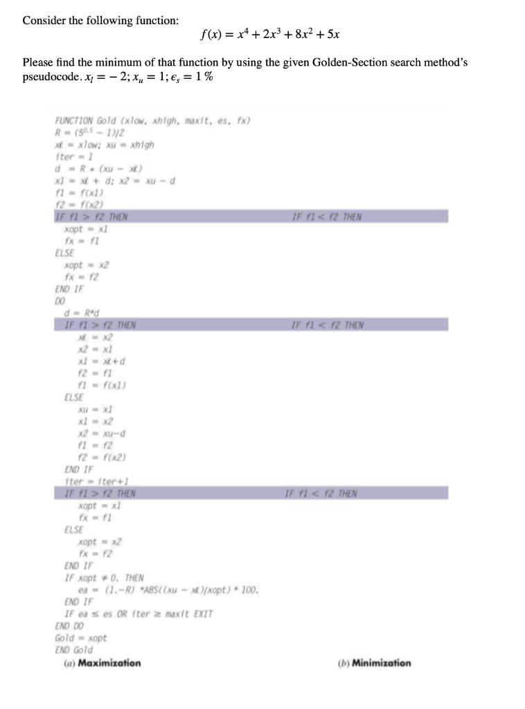 Solved Consider the following function: f(x) = x4 + 2x3 + | Chegg.com