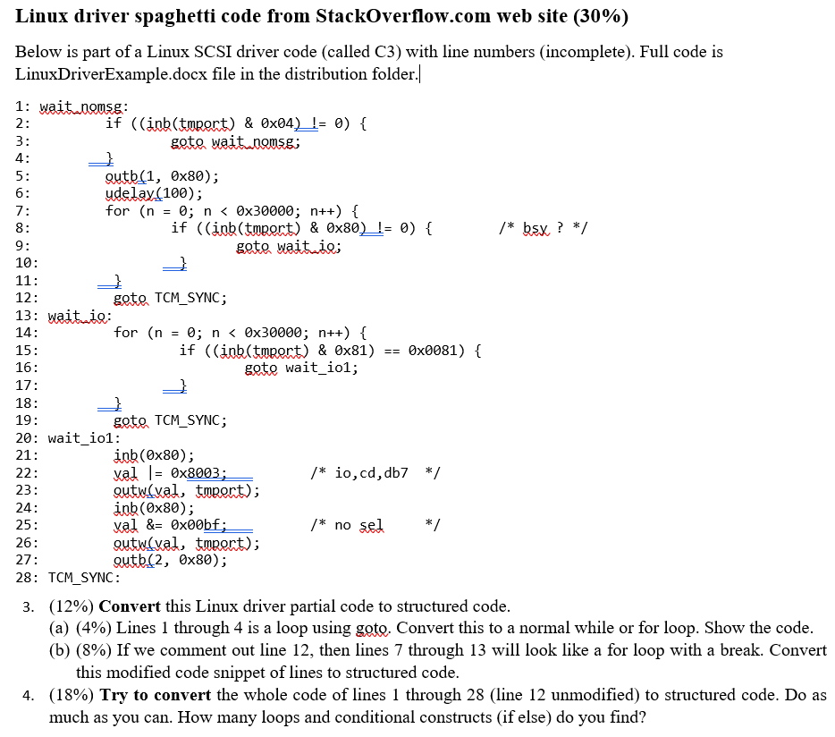 Linux driver spaghetti code from StackOverflow.com | Chegg.com
