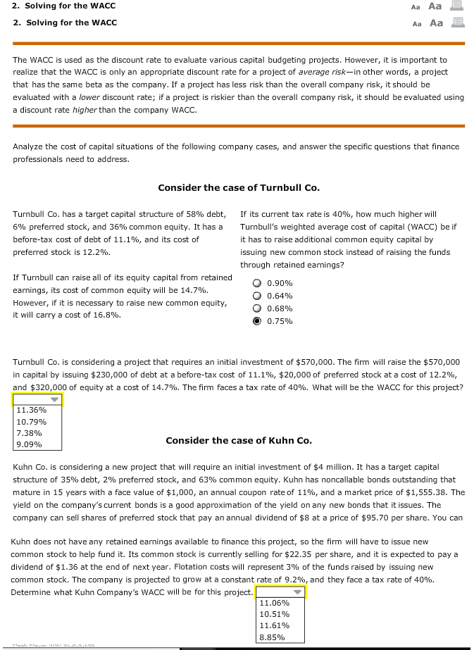 Solved 2. Solving for the WACC 2. Solving for the WACC The | Chegg.com