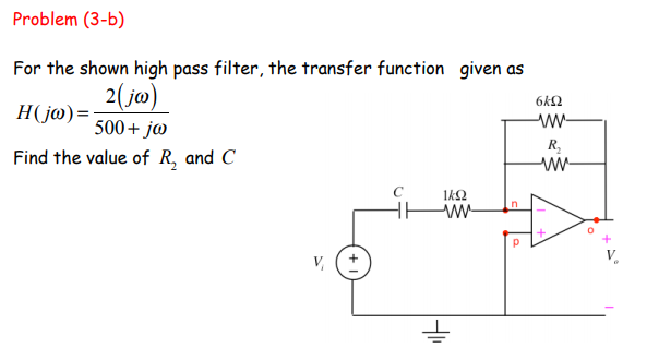 Solved Problem (3-6) For the shown high pass filter, the | Chegg.com