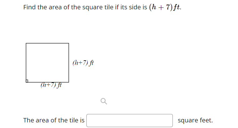 Solved Find the area of the square tile if its side is | Chegg.com