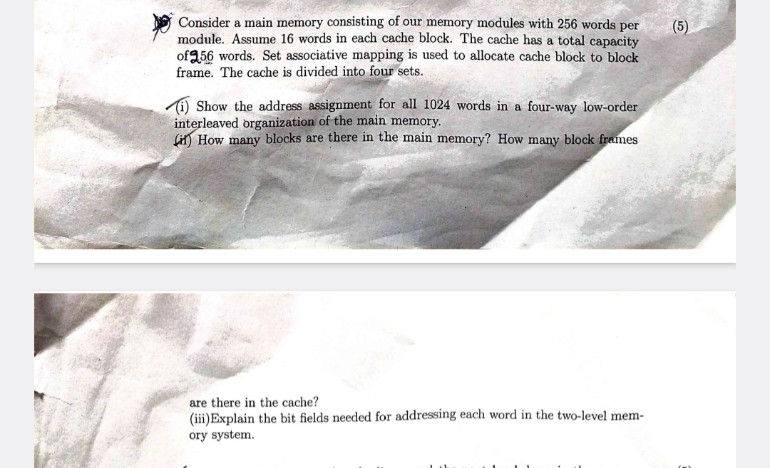 Solved Consider a main memory consisting of our memory | Chegg.com