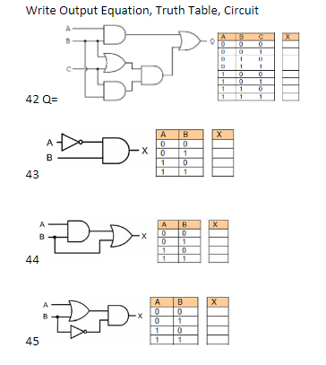Solved Write Output Equation, Truth Table, Circuit 42Q= 43 | Chegg.com
