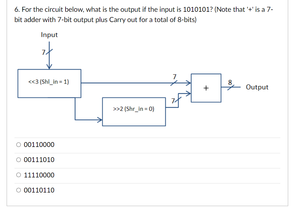 Solved 6. ﻿For the circuit below, what is the output if the | Chegg.com