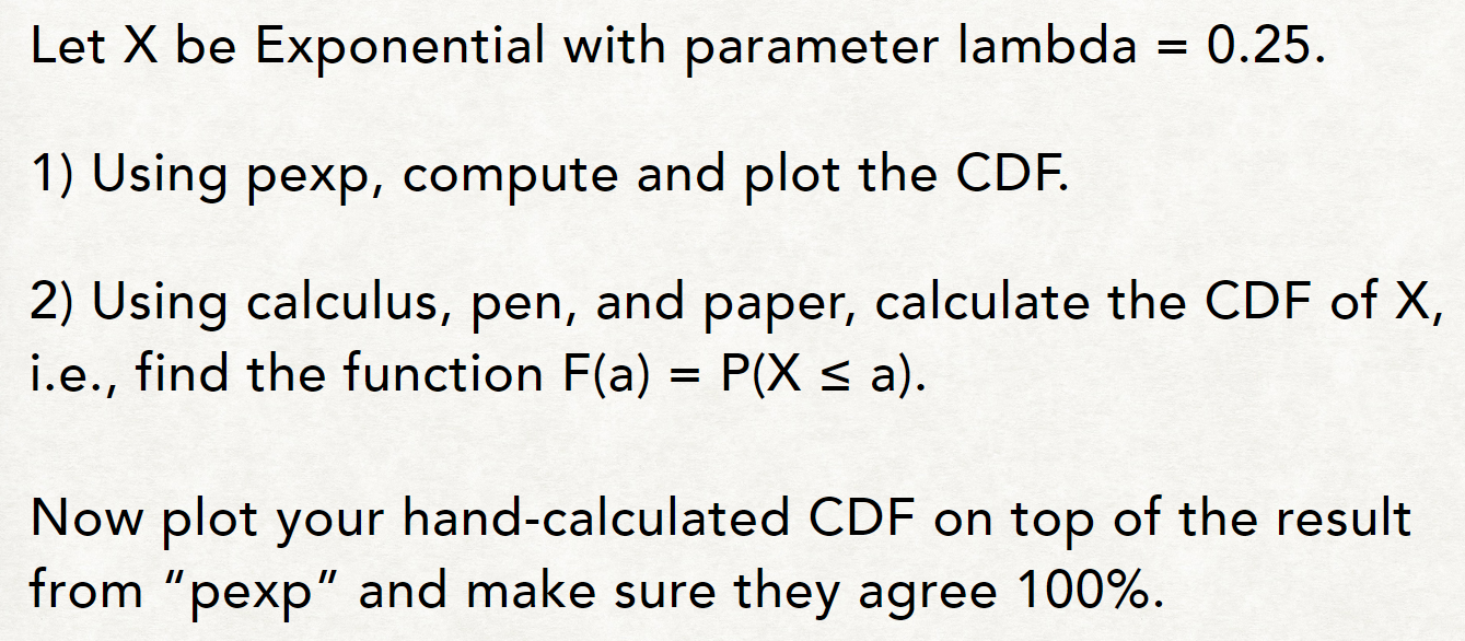 Solved Let X be Exponential with parameter lambda 0.25 = 1) | Chegg.com