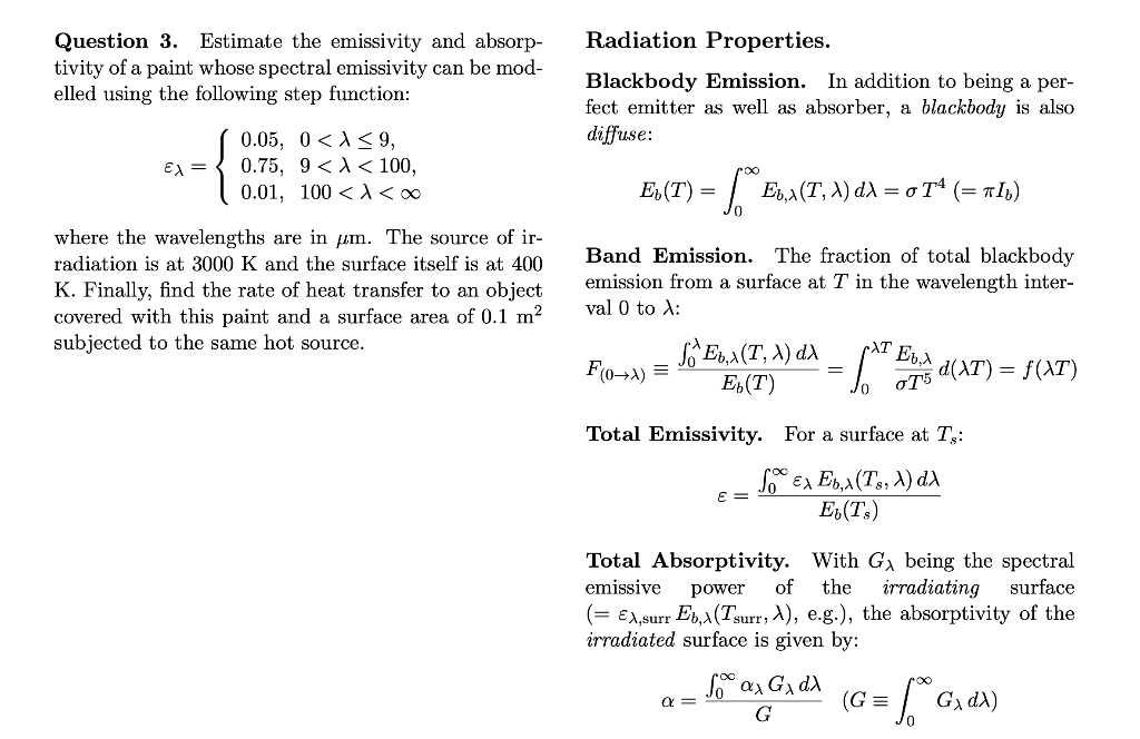 Solved Question 3. Estimate the emissivity and absorp- | Chegg.com
