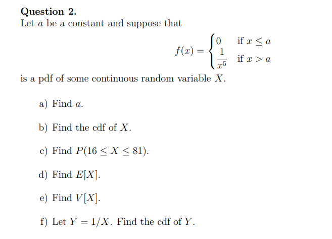 Solved Notation: • pdf: probability density function • pmf: | Chegg.com