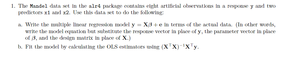 The Mandel data set in the alr4 package contains | Chegg.com