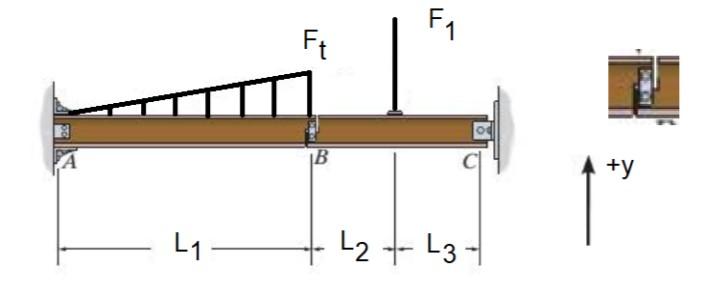 Solved The strut below is composed by two beams conected in | Chegg.com