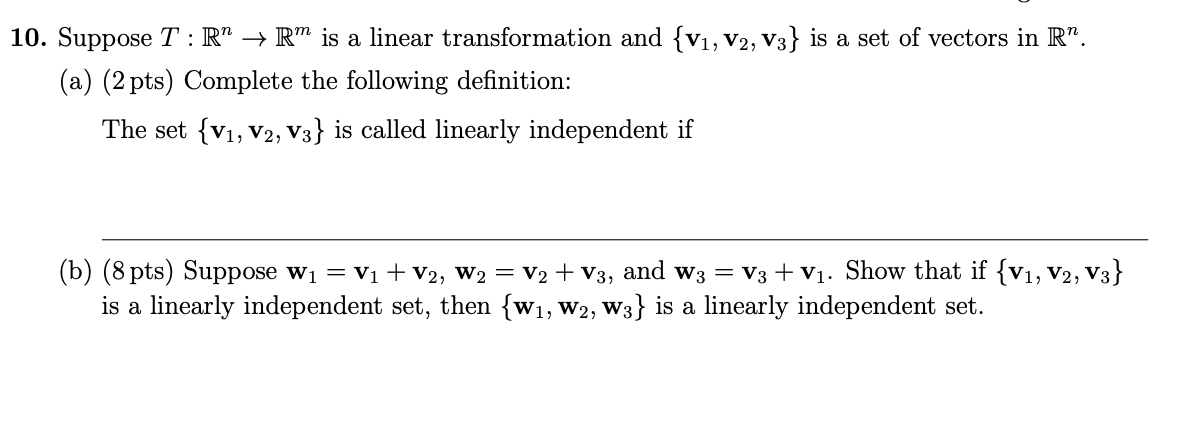 Solved Suppose T:Rn→Rm is a linear transformation and | Chegg.com