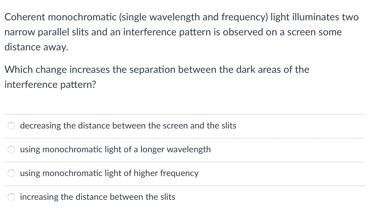 Solved Coherent monochromatic (single wavelength and | Chegg.com