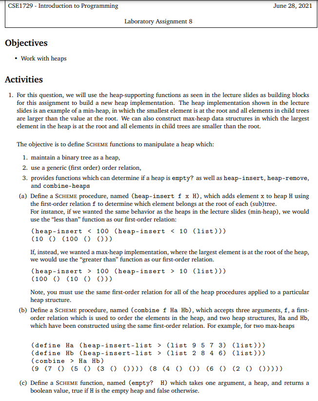 Cse1729 Introduction To Programming June 28 2021 