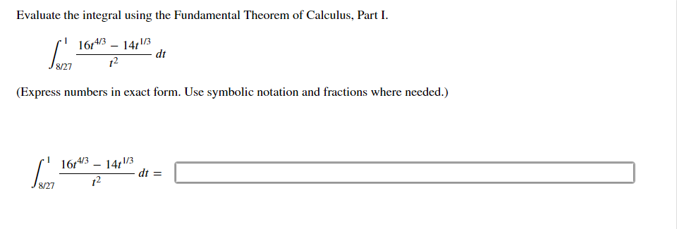Solved Evaluate the integral using the Fundamental Theorem | Chegg.com