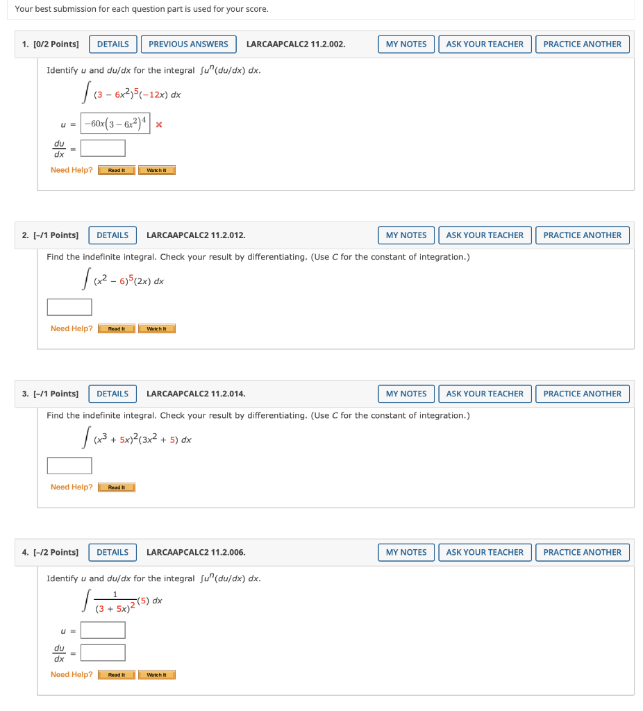 Solved Your best submission for each question part is used | Chegg.com