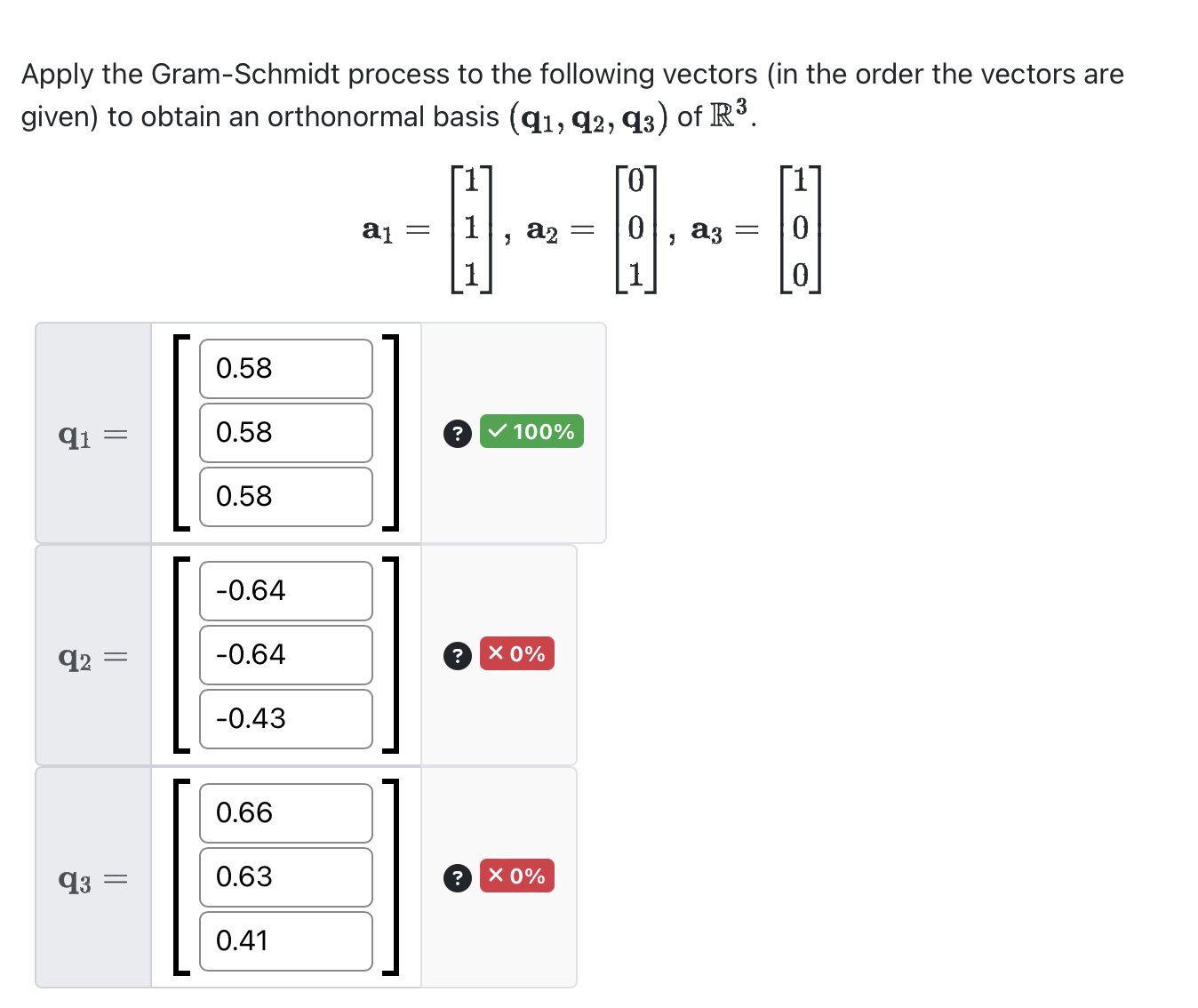 Solved Apply the Gram-Schmidt process to the following | Chegg.com