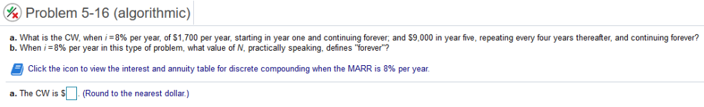 Solved /Problem 5-16 (algorithmic) a. What is the CW, when i | Chegg.com