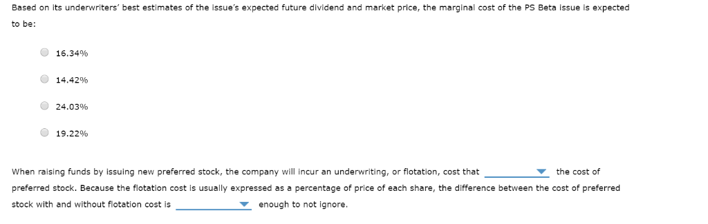 Solved 4. The calculation of the cost of preferred stock | Chegg.com