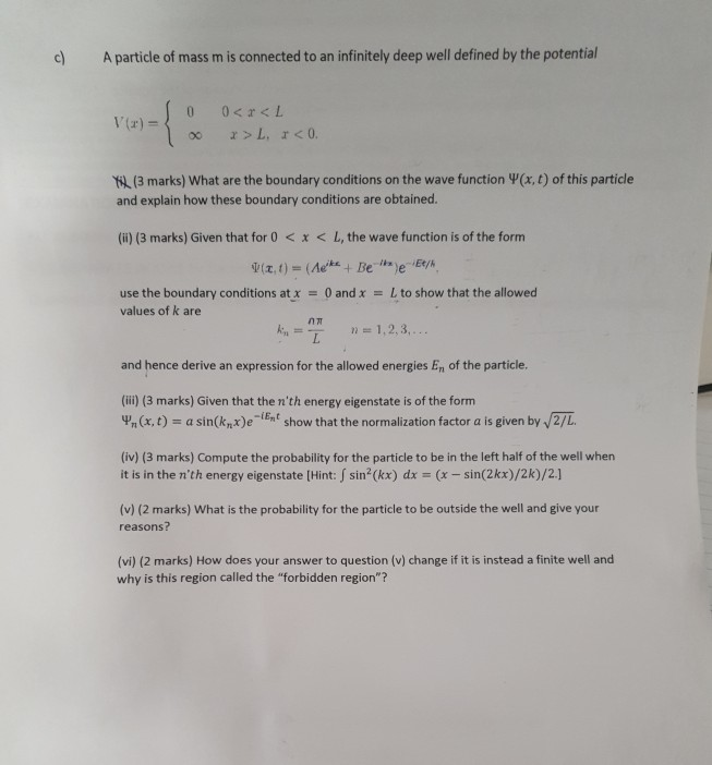 Solved A particle of mass m is connected to an infinitely | Chegg.com