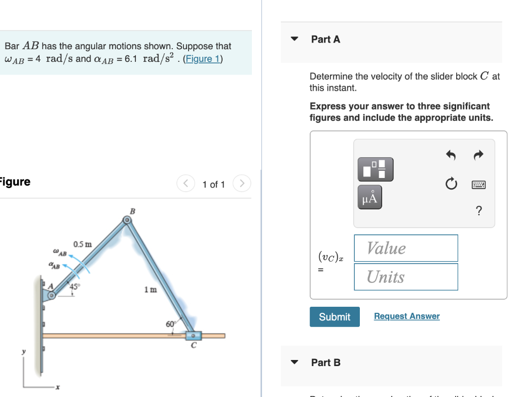 Solved Part A Bar AB has the angular motions shown. Suppose | Chegg.com