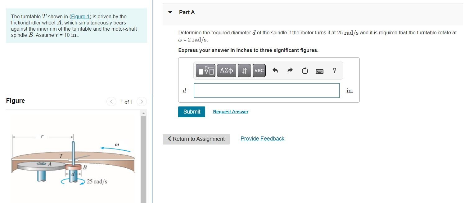 Solved The turntable T shown in (Figure 1 ) is driven by the | Chegg.com