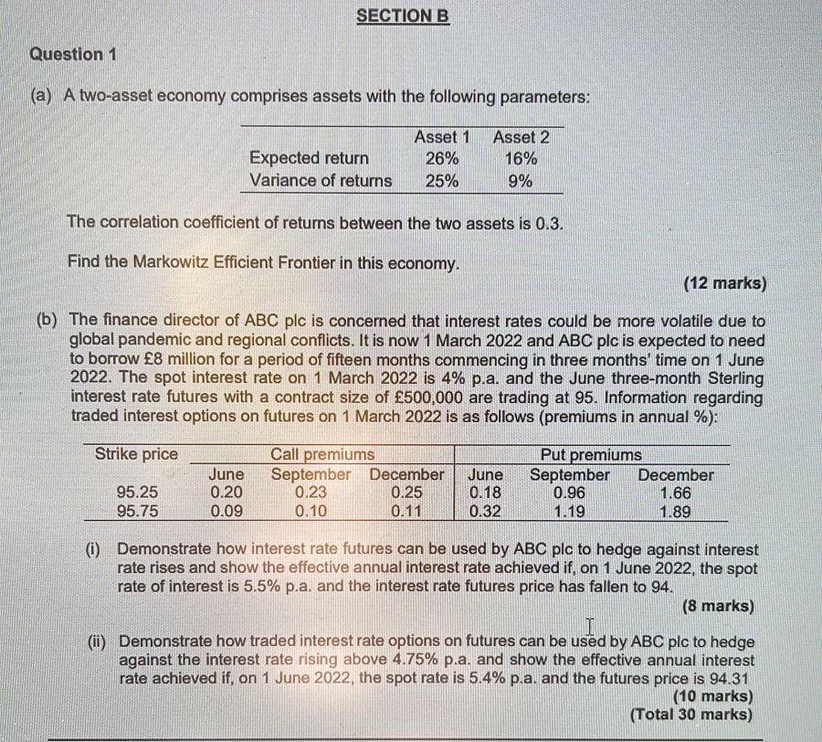 (a) A two-asset economy comprises assets with the | Chegg.com
