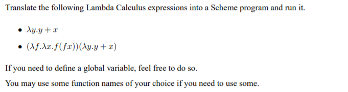 Solved Translate the following Lambda Calculus expressions | Chegg.com
