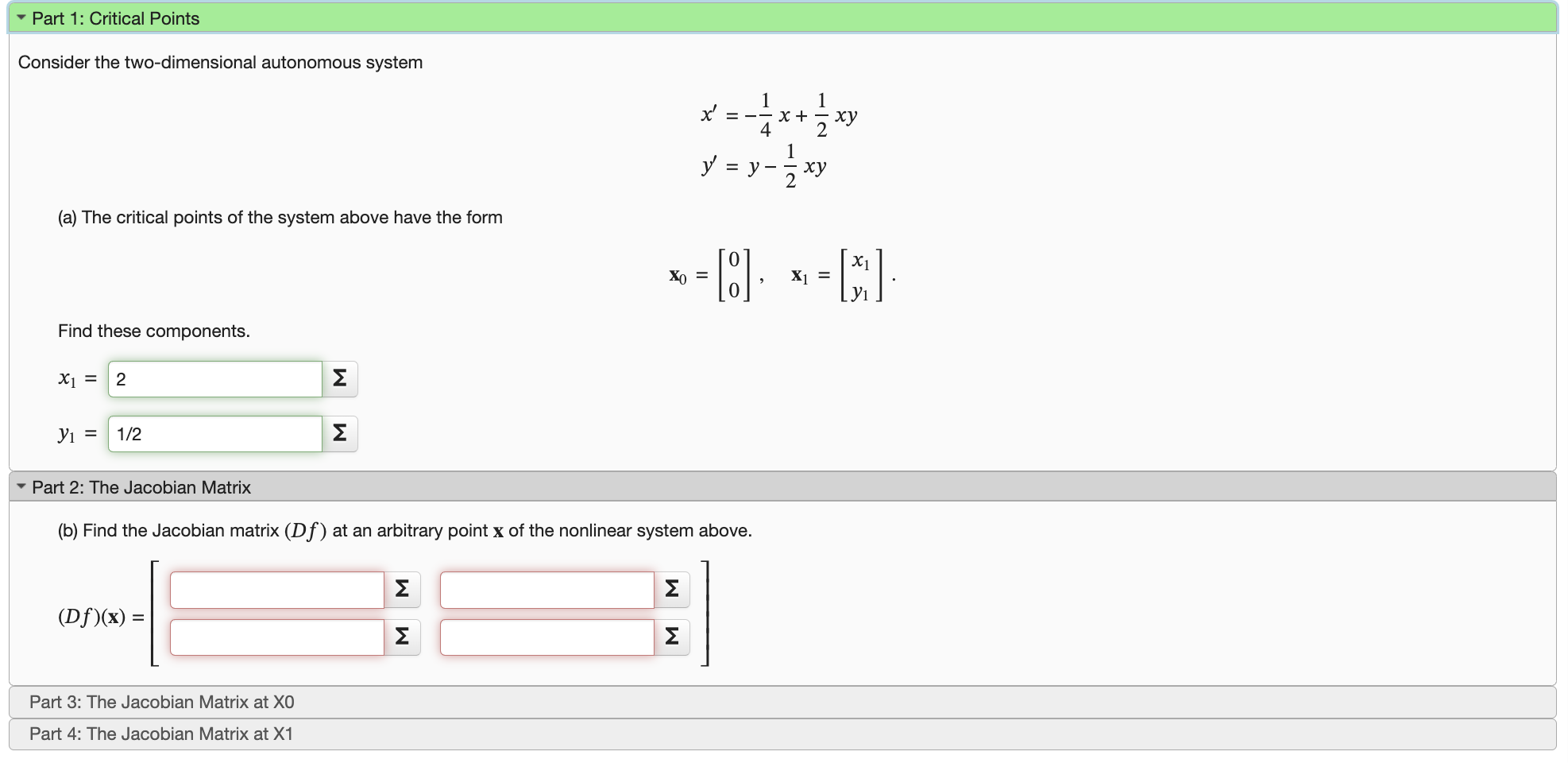 Solved Part 1: Critical PointsConsider the two-dimensional | Chegg.com