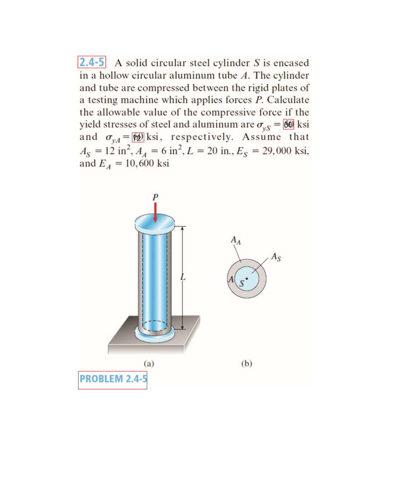 Solved 2.4-5 A solid circular steel cylinder S is encased in | Chegg.com