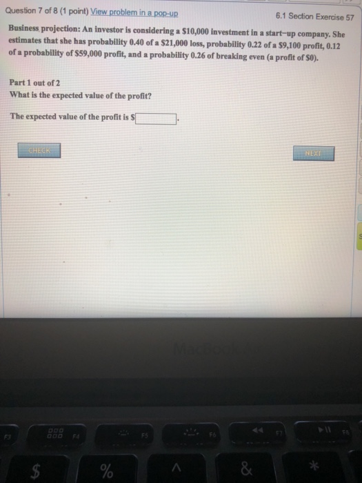 Solved Question 7 of 8 (1 point) View problem in a pop-up | Chegg.com