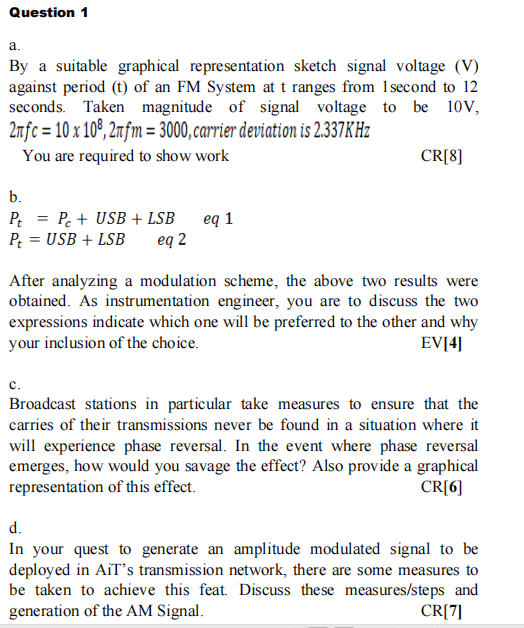 Solved Question 1 a. By a suitable graphical representation | Chegg.com