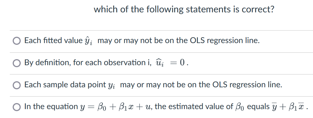 Solved Consider the following OLS regression lines obtained | Chegg.com