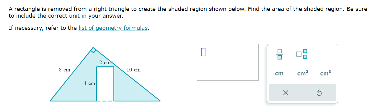 Solved A rectangle is removed from a right triangle to | Chegg.com