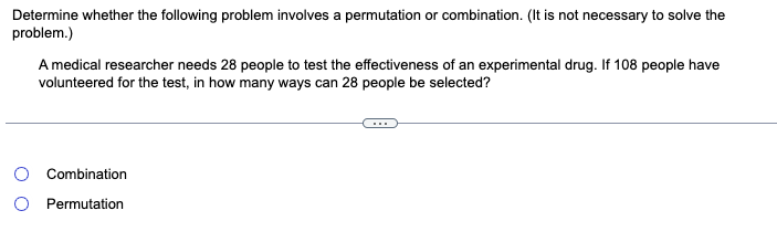 Solved Determine whether the following problem involves a | Chegg.com