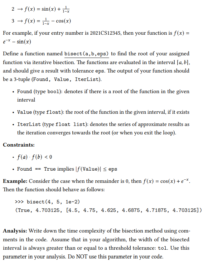 Solved Bisection method: The Bisection method is one of the | Chegg.com