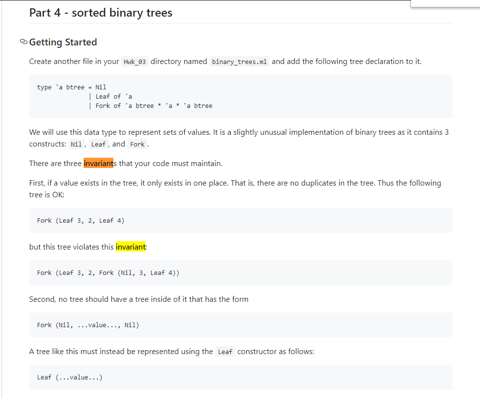 Solved Part 4 - sorted binary trees Getting Started Create | Chegg.com