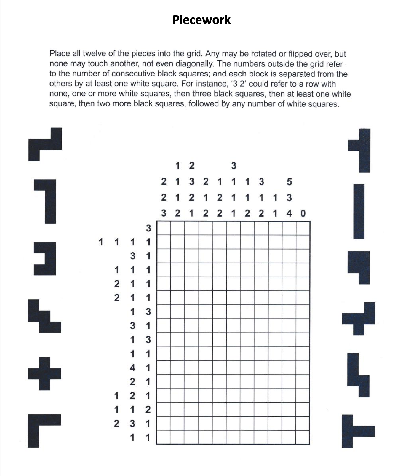 Solved Piecework Place all twelve of the pieces into the | Chegg.com