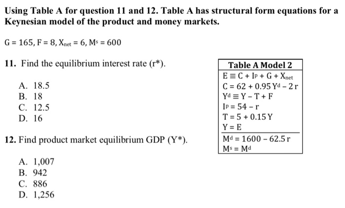 Solved Using Table A for question 11 and 12. Table A has | Chegg.com