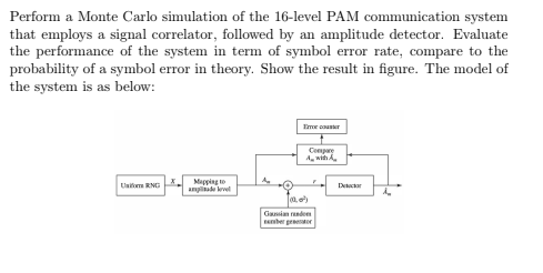 Perform a Monte Carlo simulation of the 16-level PAM | Chegg.com