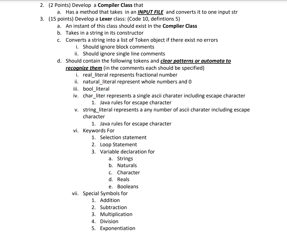 Solved 2. (2 Points) Develop a Compiler Class that a. Has a | Chegg.com