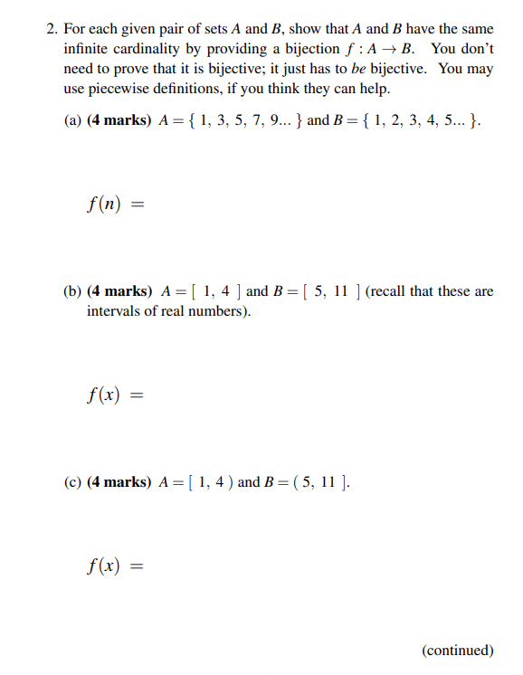 Solved 2. For each given pair of sets A and B, show that A | Chegg.com