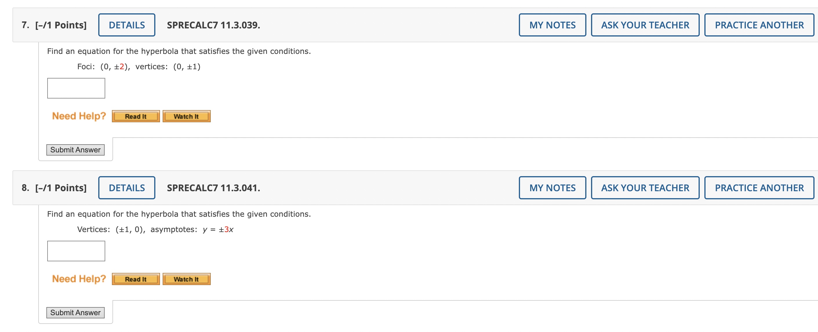 Solved -/1 Points] SPRECALC7 11.3.039. Find an equation for | Chegg.com
