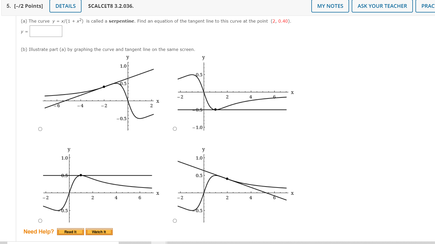 Solved 5. [-/2 Points] DETAILS SCALCET8 3.2.036. MY NOTES | Chegg.com