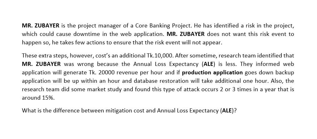 Solved This is an risk identification scenario to calculate | Chegg.com