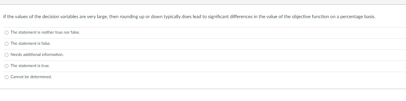 Solved if the values of the decision variables are very | Chegg.com