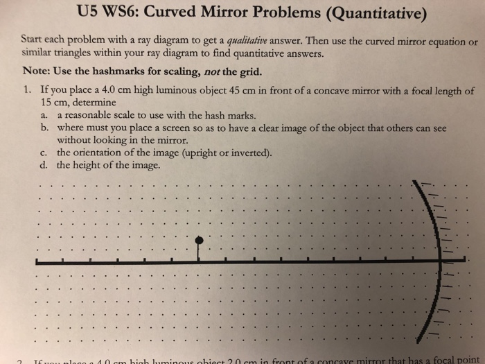 Solved U5 WS6: Curved Mirror Problems (Quantitative) Start | Chegg.com