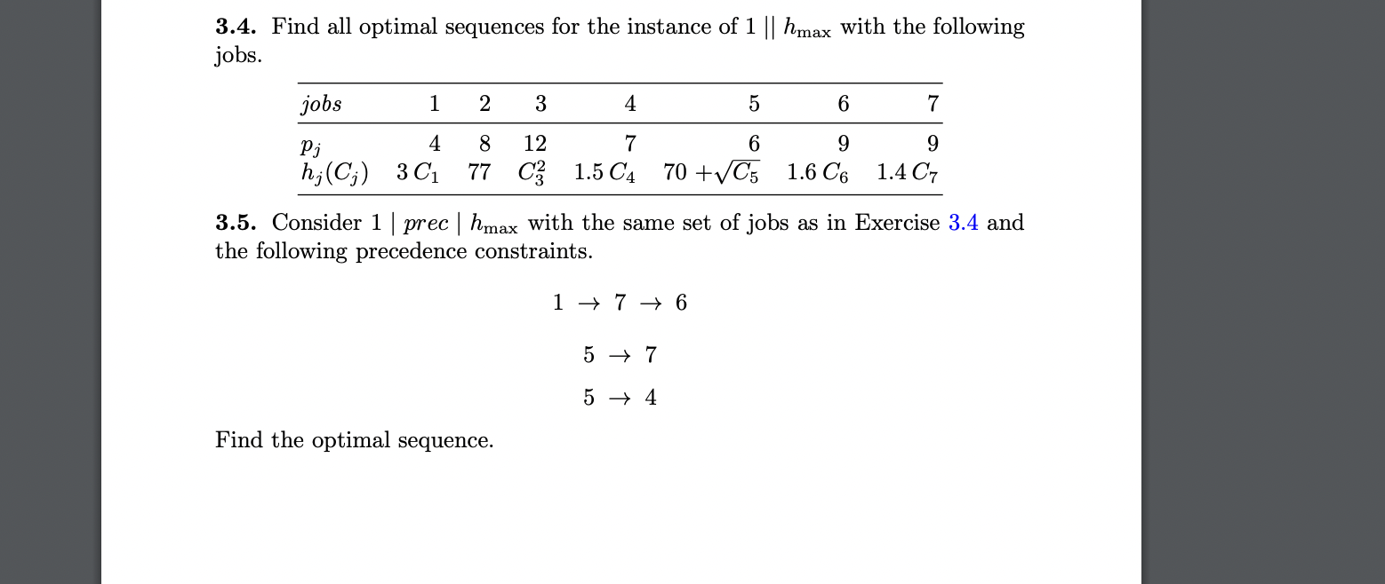 Solved 3.4. Find all optimal sequences for the instance of 1 | Chegg.com