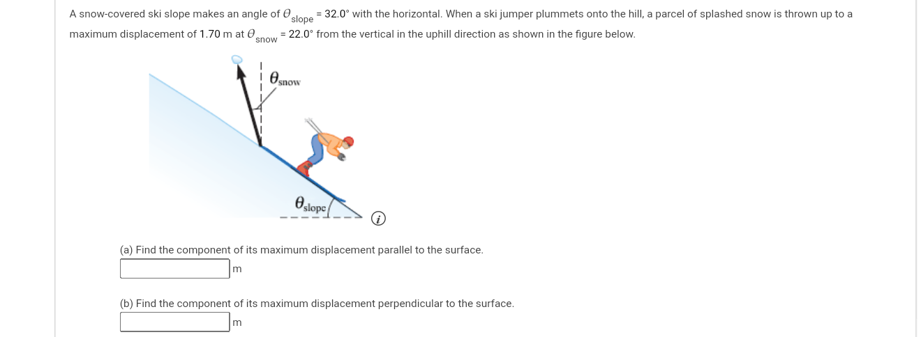 Solved A snow-covered ski slope makes an angle of a slope = | Chegg.com