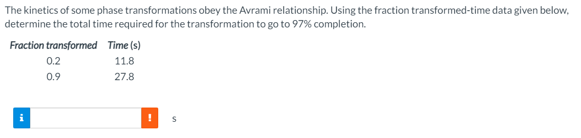 Solved The kinetics of some phase transformations obey the | Chegg.com